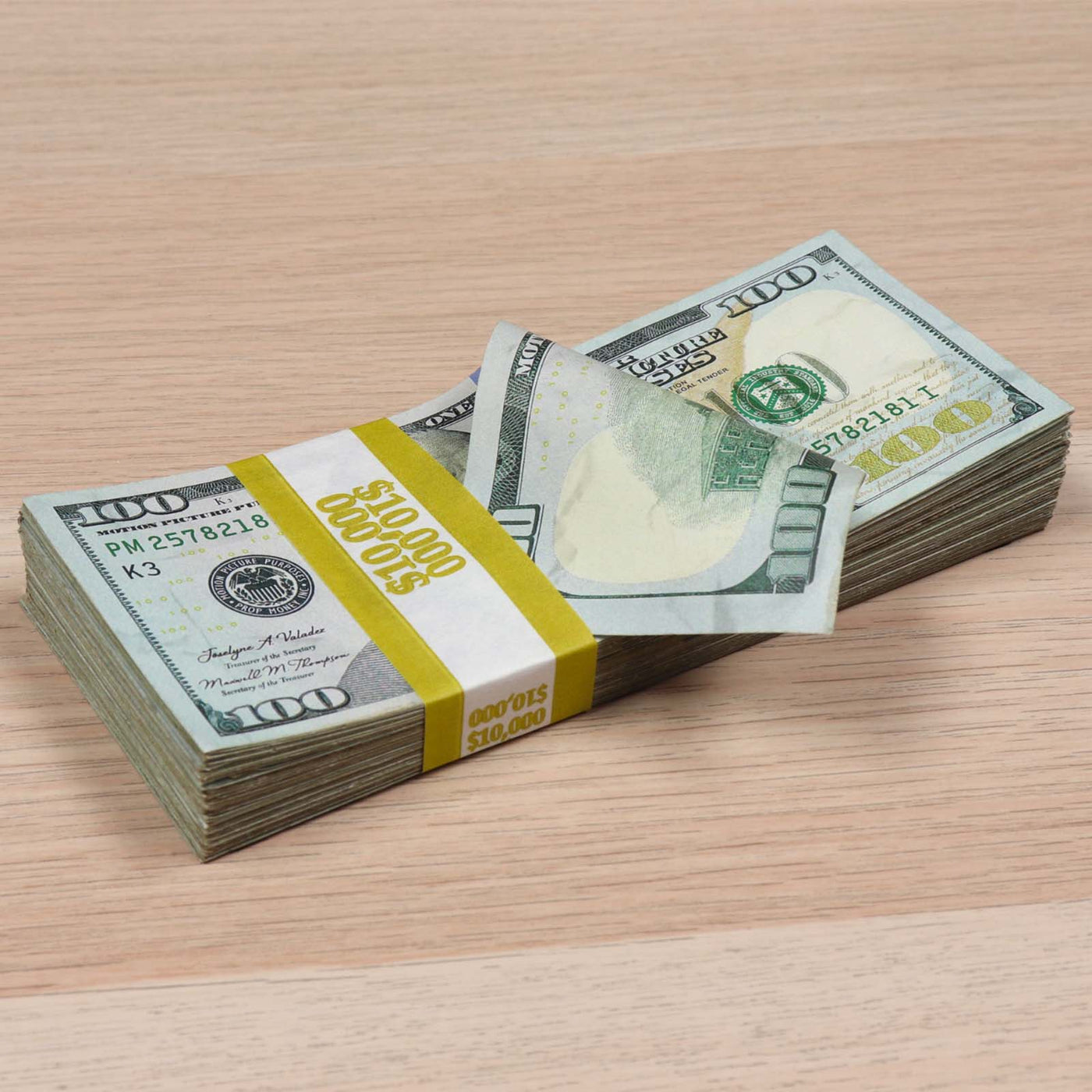 $10,000 Prop Money Stack – Realistic $100 Bills for Film & Video