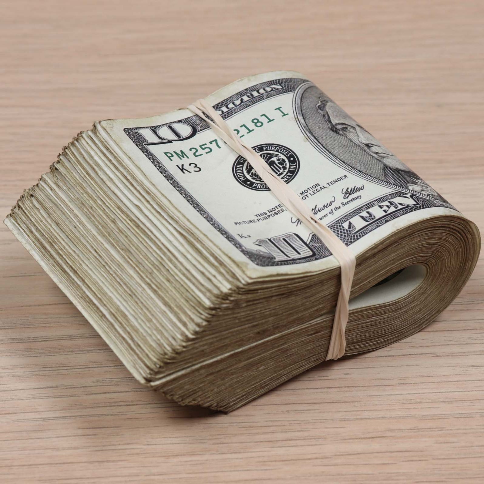 $1,000 RealAged™ Full Print 2000 Series Band - Prop Money