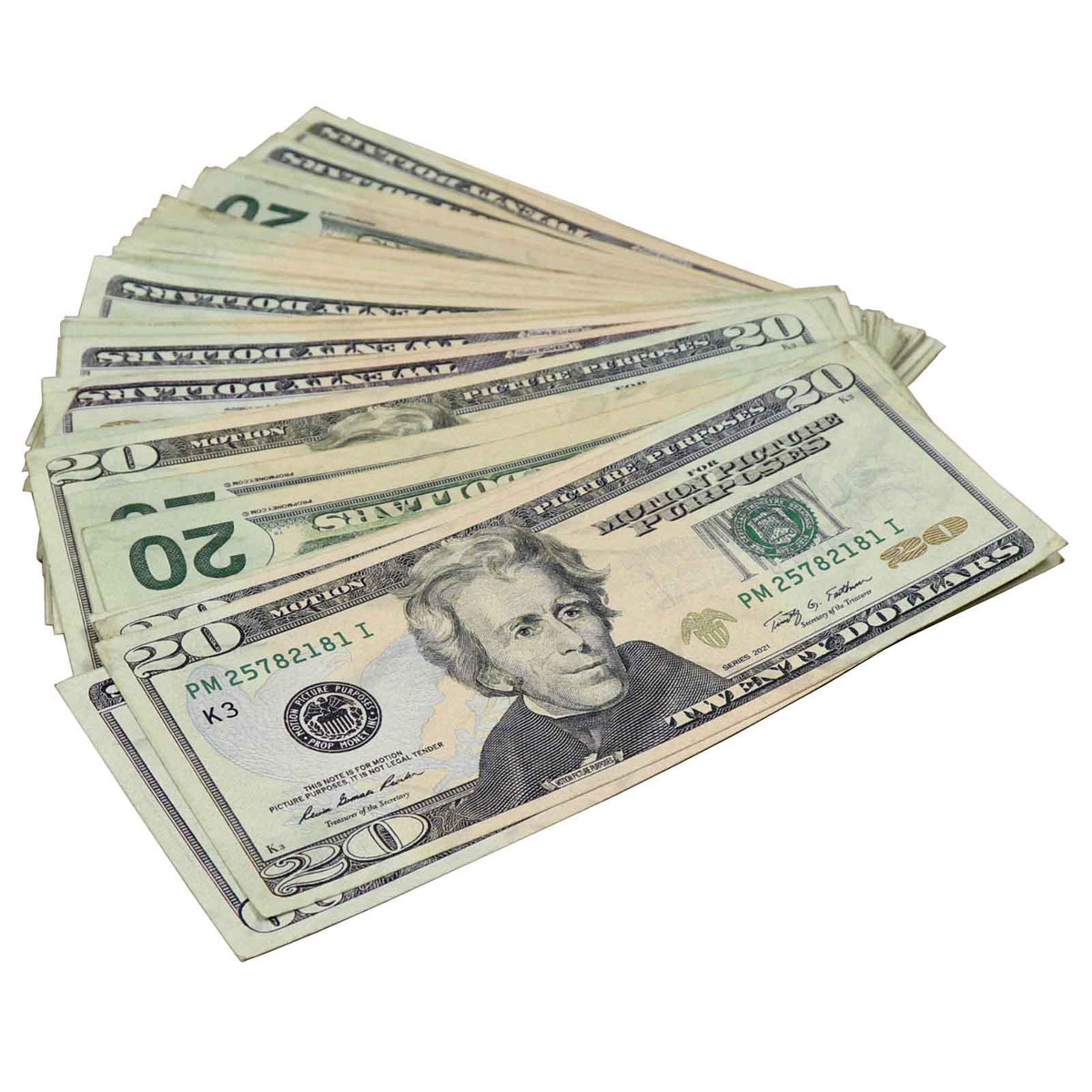 $20 RealAged™ Full Print New Series Bills - Prop Money