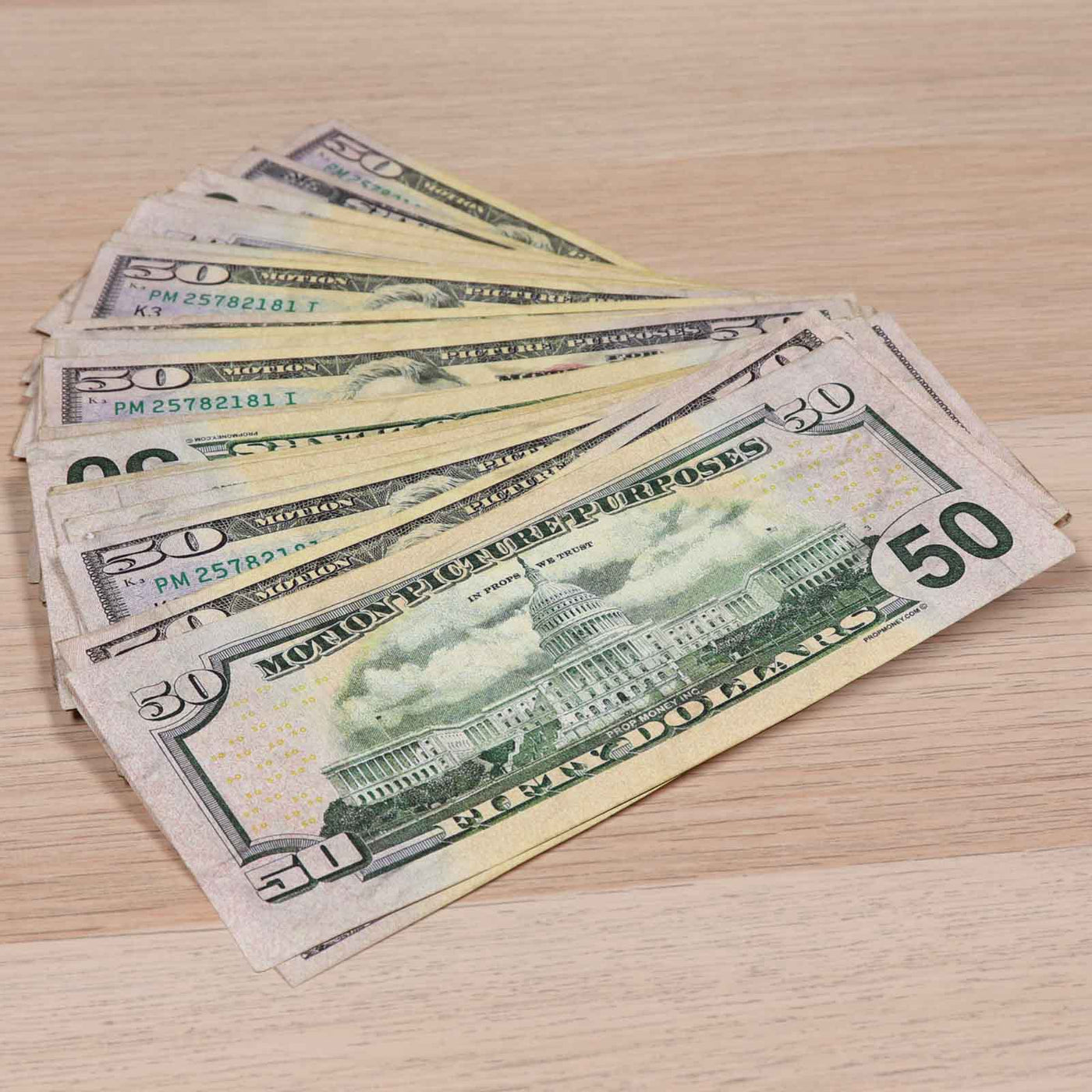 $50 RealAged™ Full Print New Series Bills - Prop Money