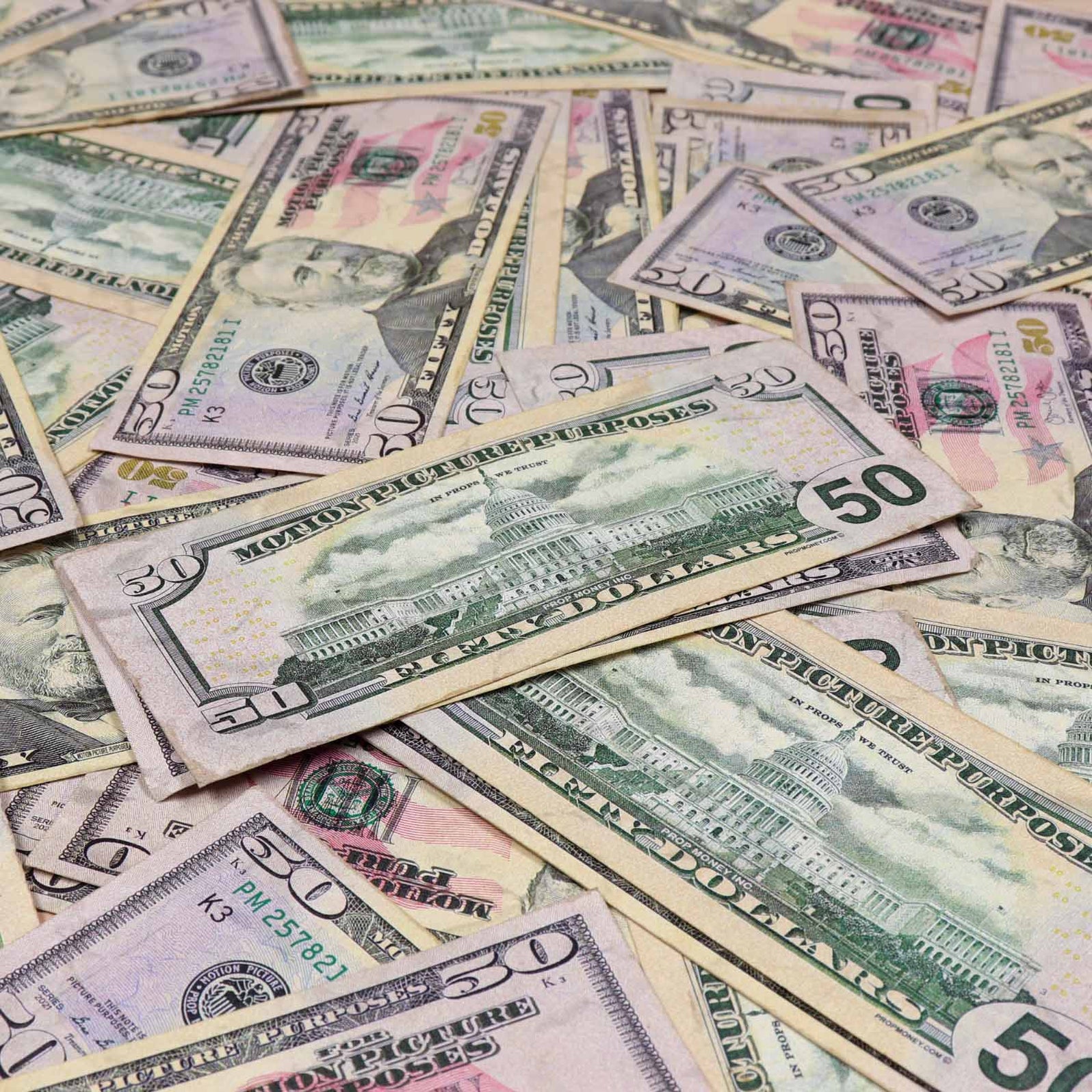 $50 RealAged™ Full Print New Series Bills - Prop Money