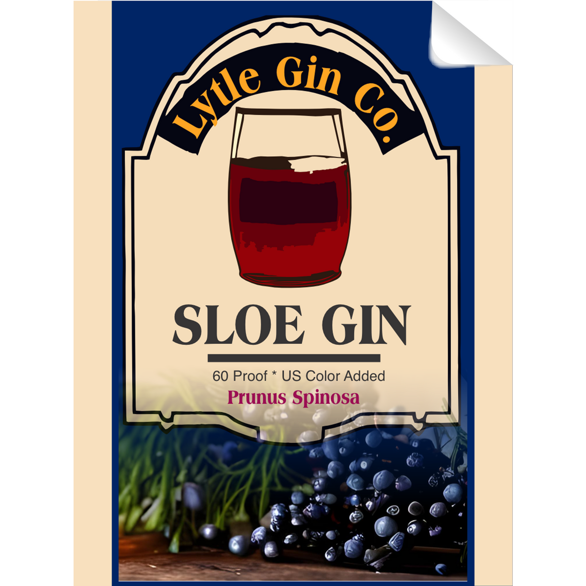 Sloe Gin Label Single Self Adhesive Label - License and Royalty Free f
