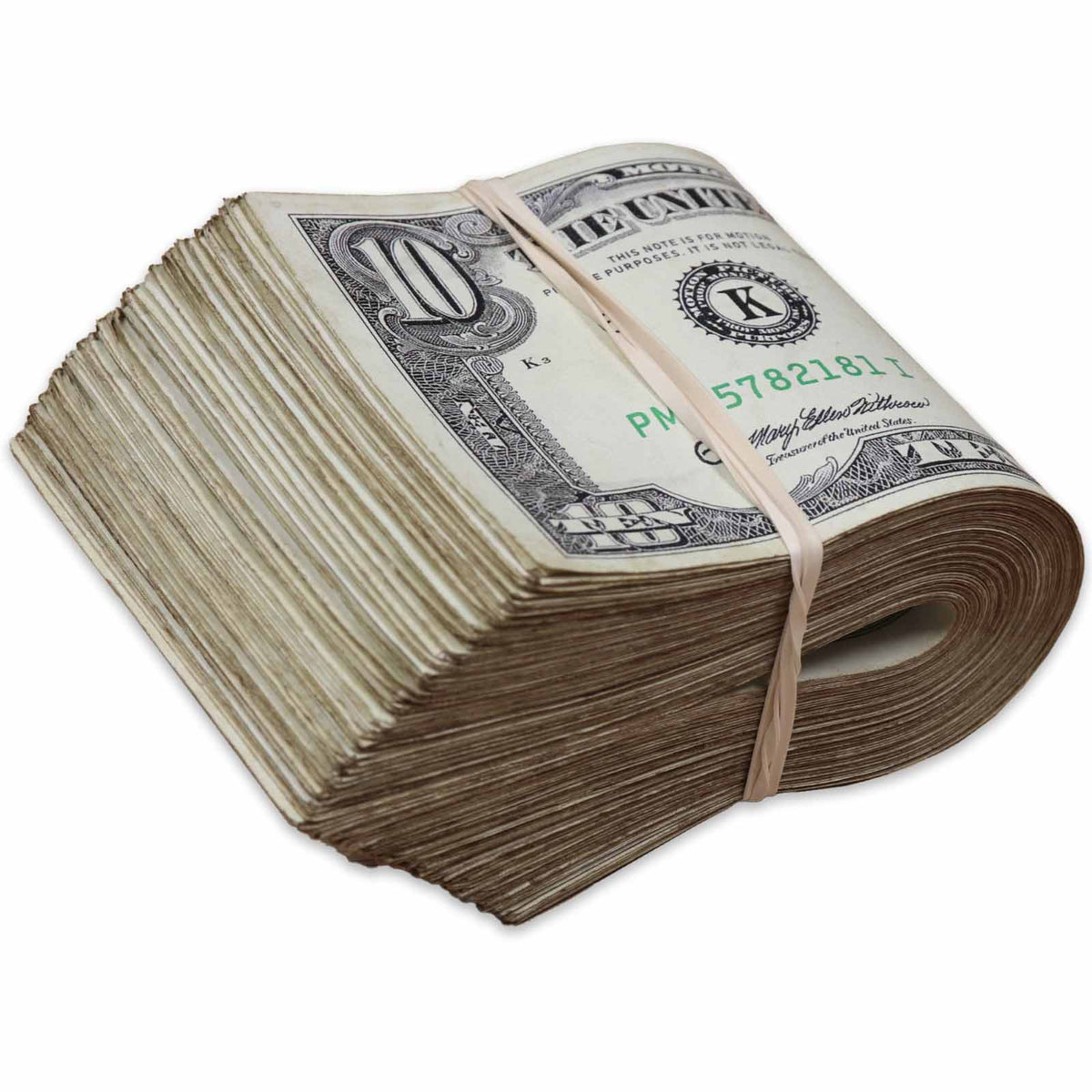 $1,000 RealAged™ Full Print 1990 Series Band - Prop Money