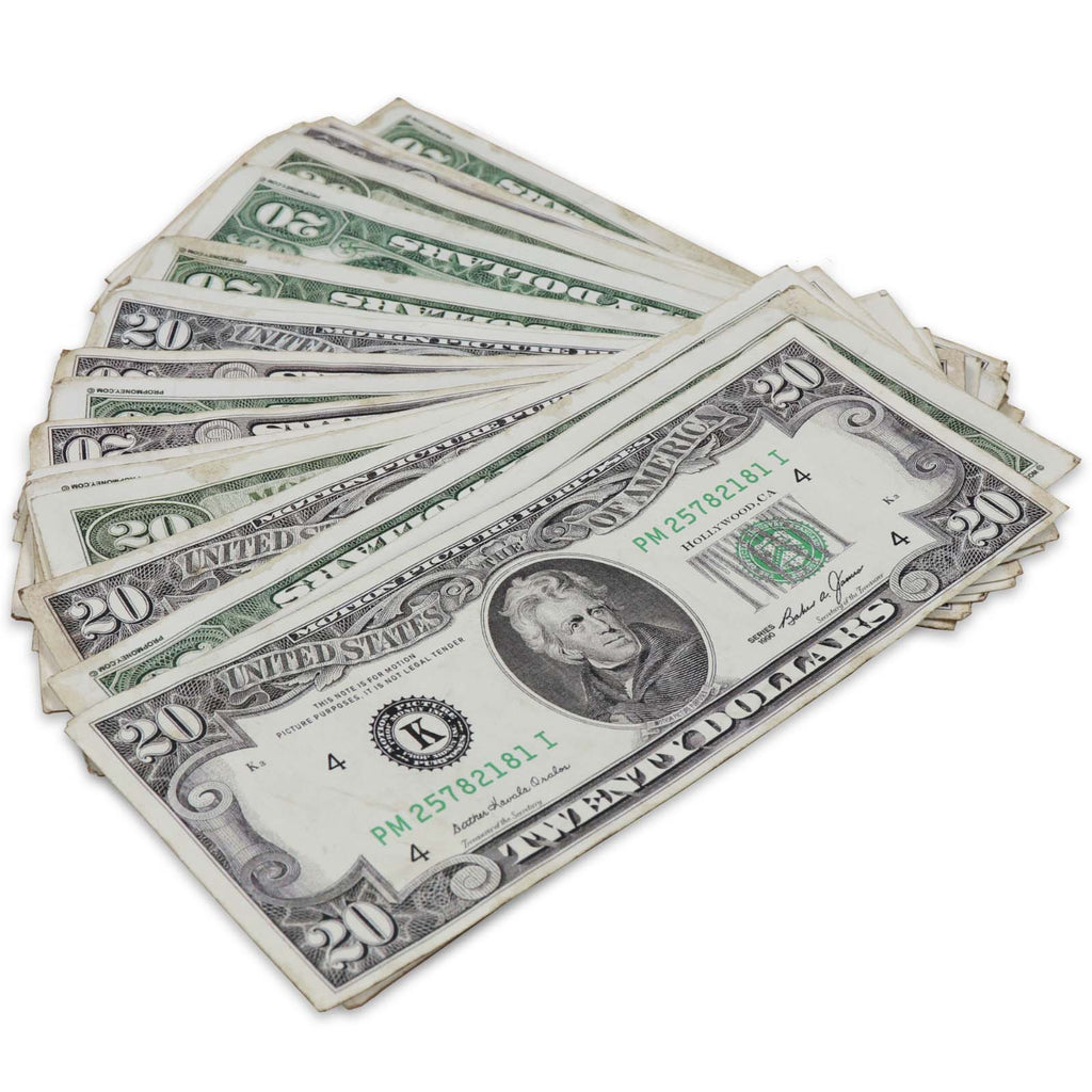 $20 Prop Money Bills - 20 Dollar Realistic Movie Prop Money Bills