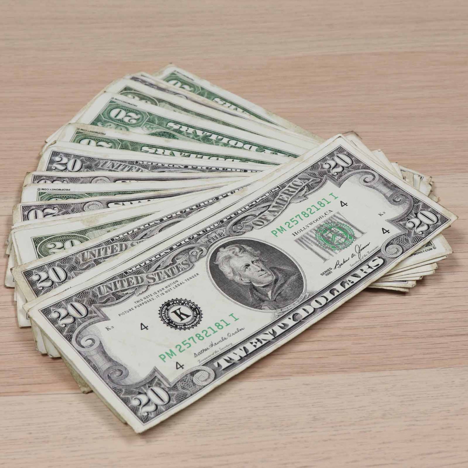 $20 RealAged™ 1990 Series Bills - Prop Money