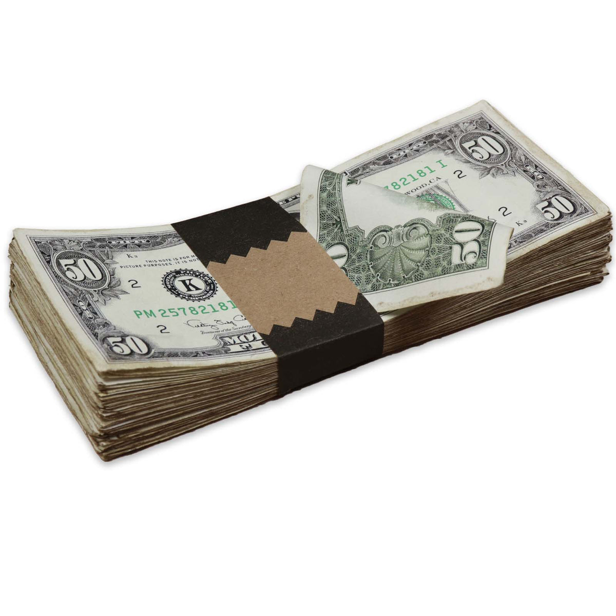 $5,000 RealAged™ Full Print 1990 Series Stack - Prop Money