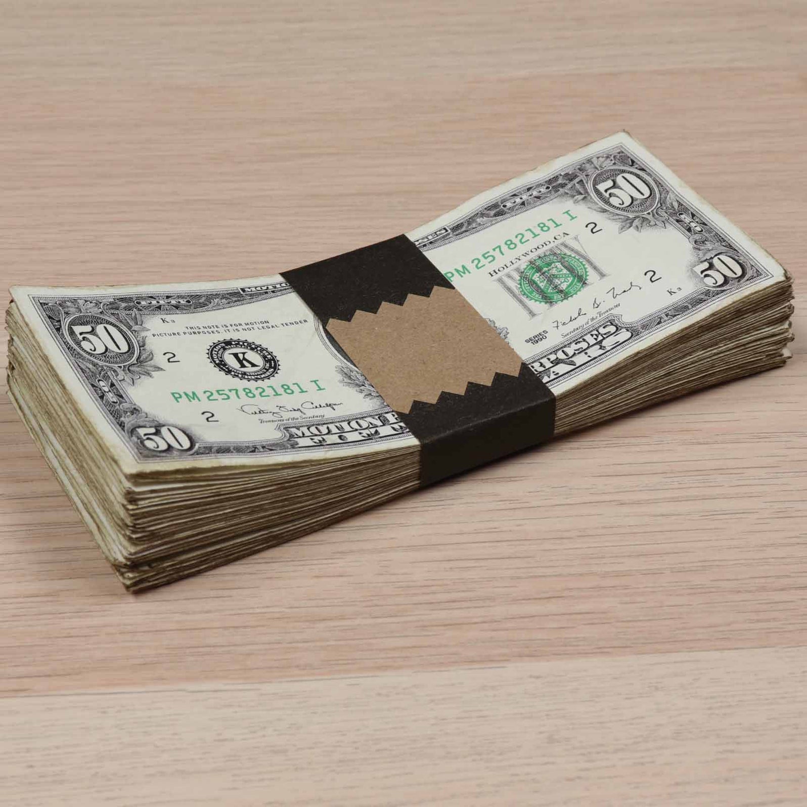 $5,000 RealAged™ Full Print 1990 Series Stack - Prop Money