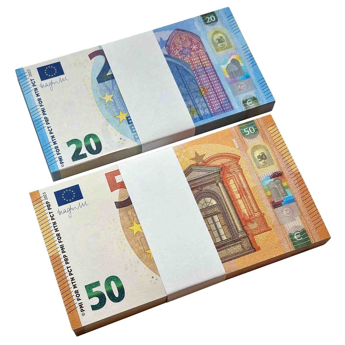 €20, €50 Prop Euro Banknote in Stacks - Prop Money