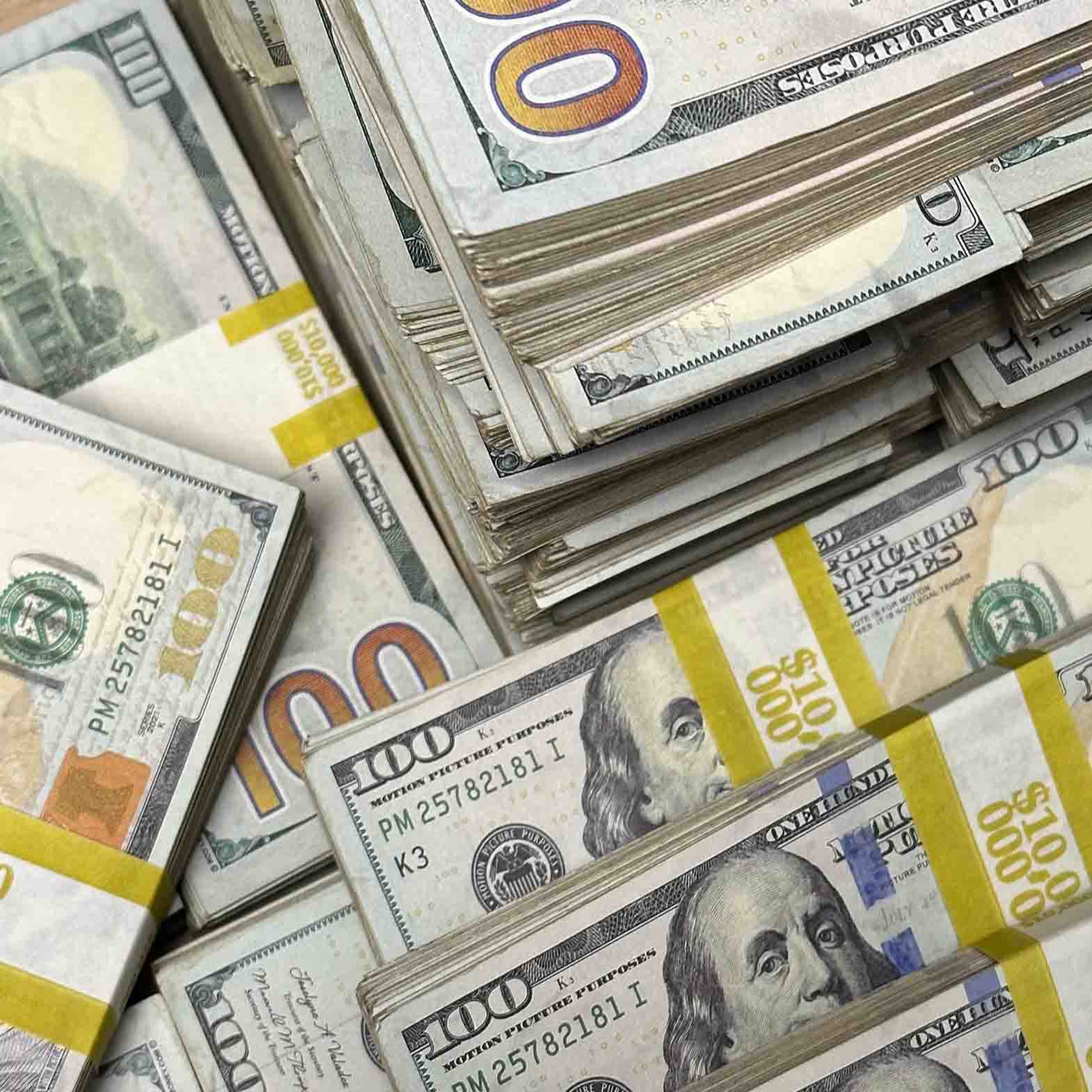 $50,000 RealAged™ Full Print New Series Stacks - Prop Money