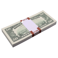 $5,000 Full Print 1990 Series in Stack - Prop Money