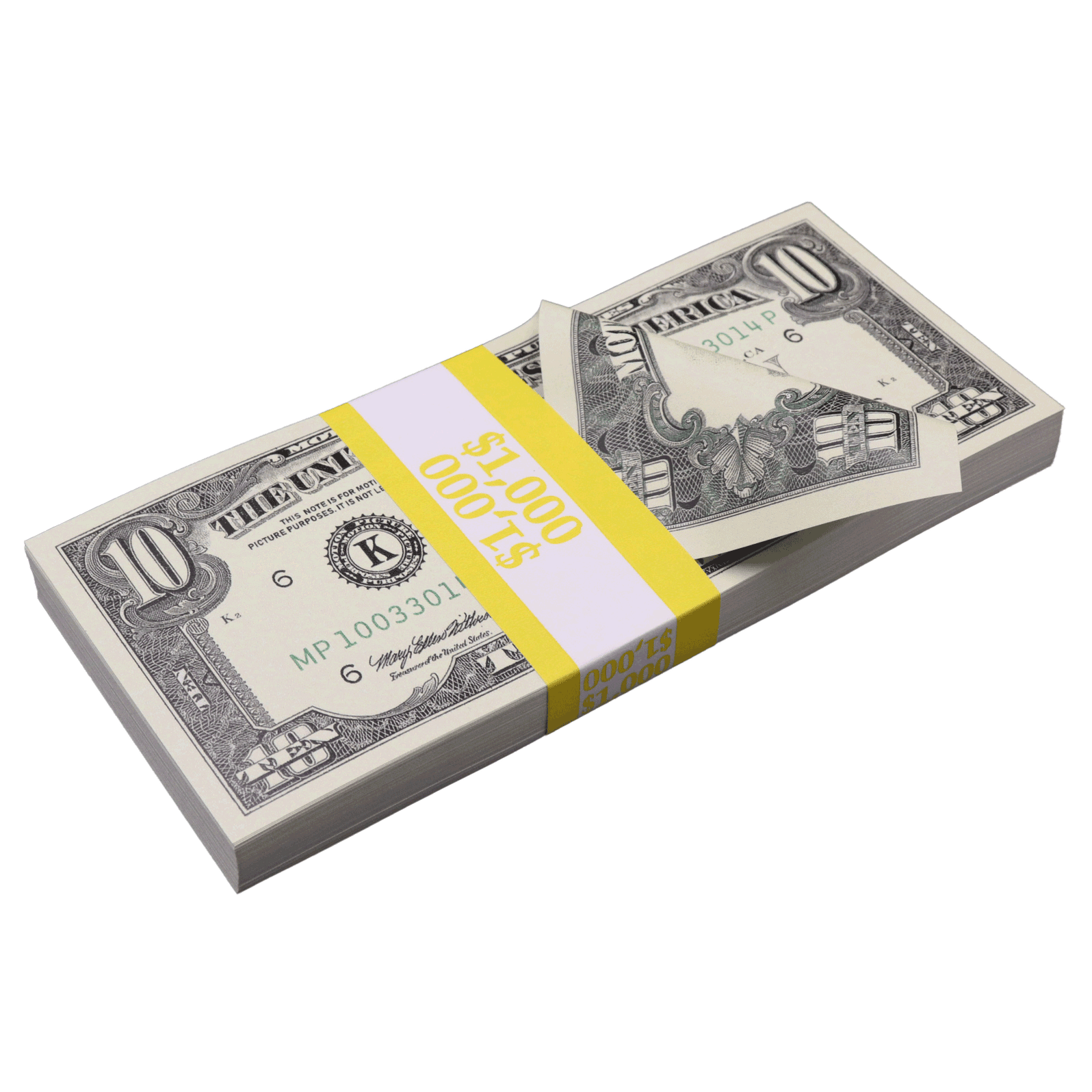 $1,000 Full Print 1990 Series Stack - Prop Money