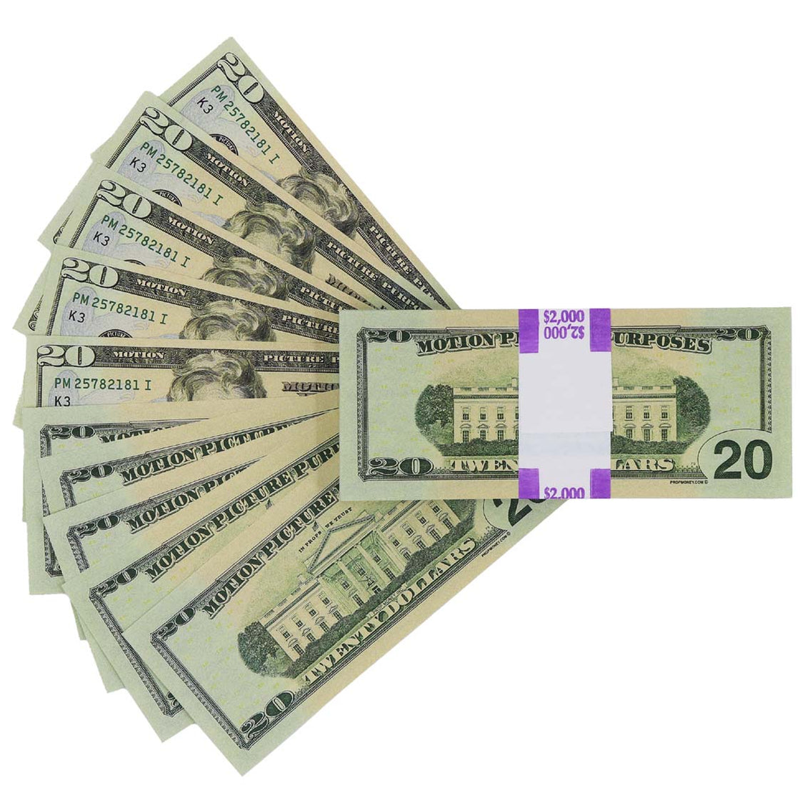$2,000 Full Print New Series Stack - Prop Money