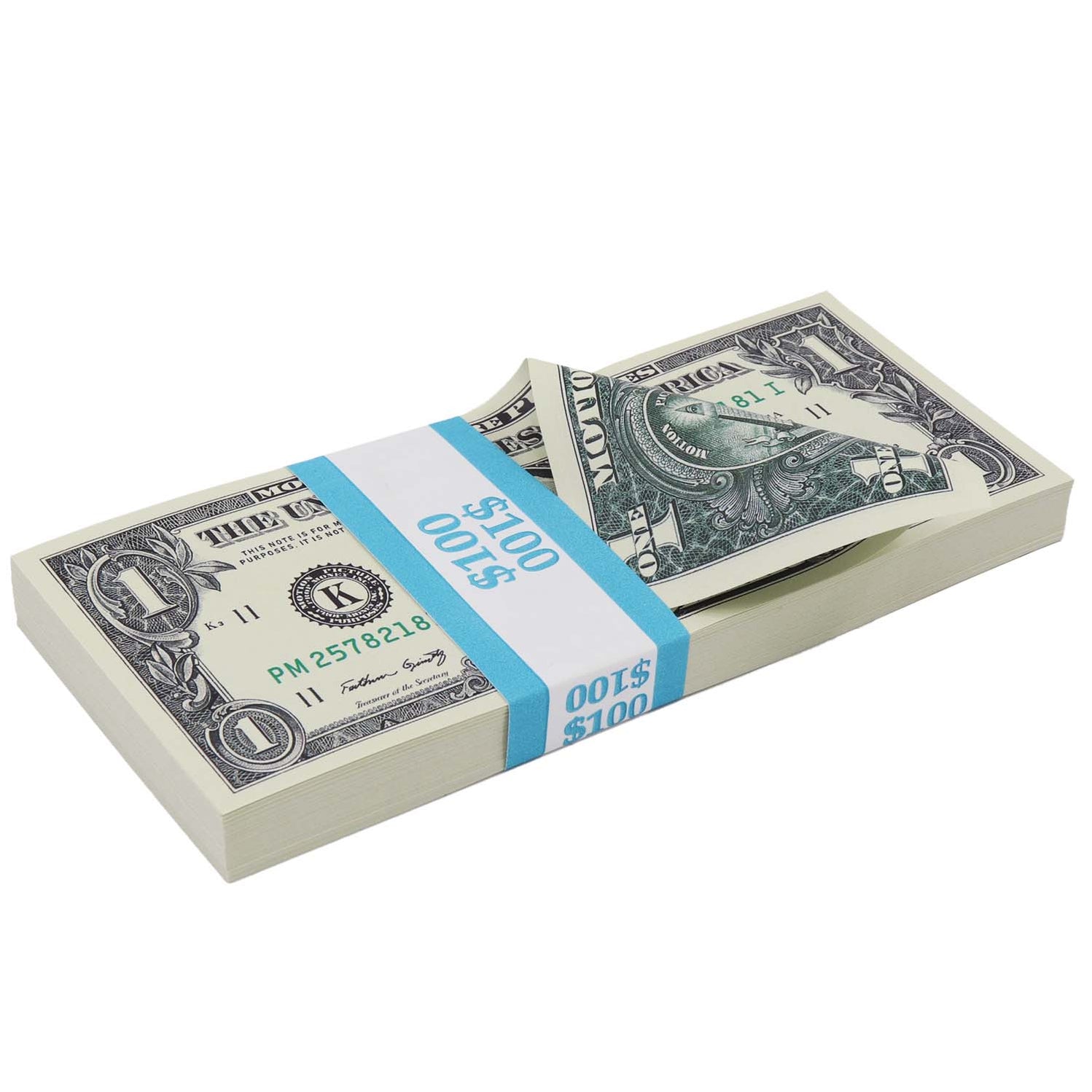 $100 Full Print New Series Stack - Prop Money