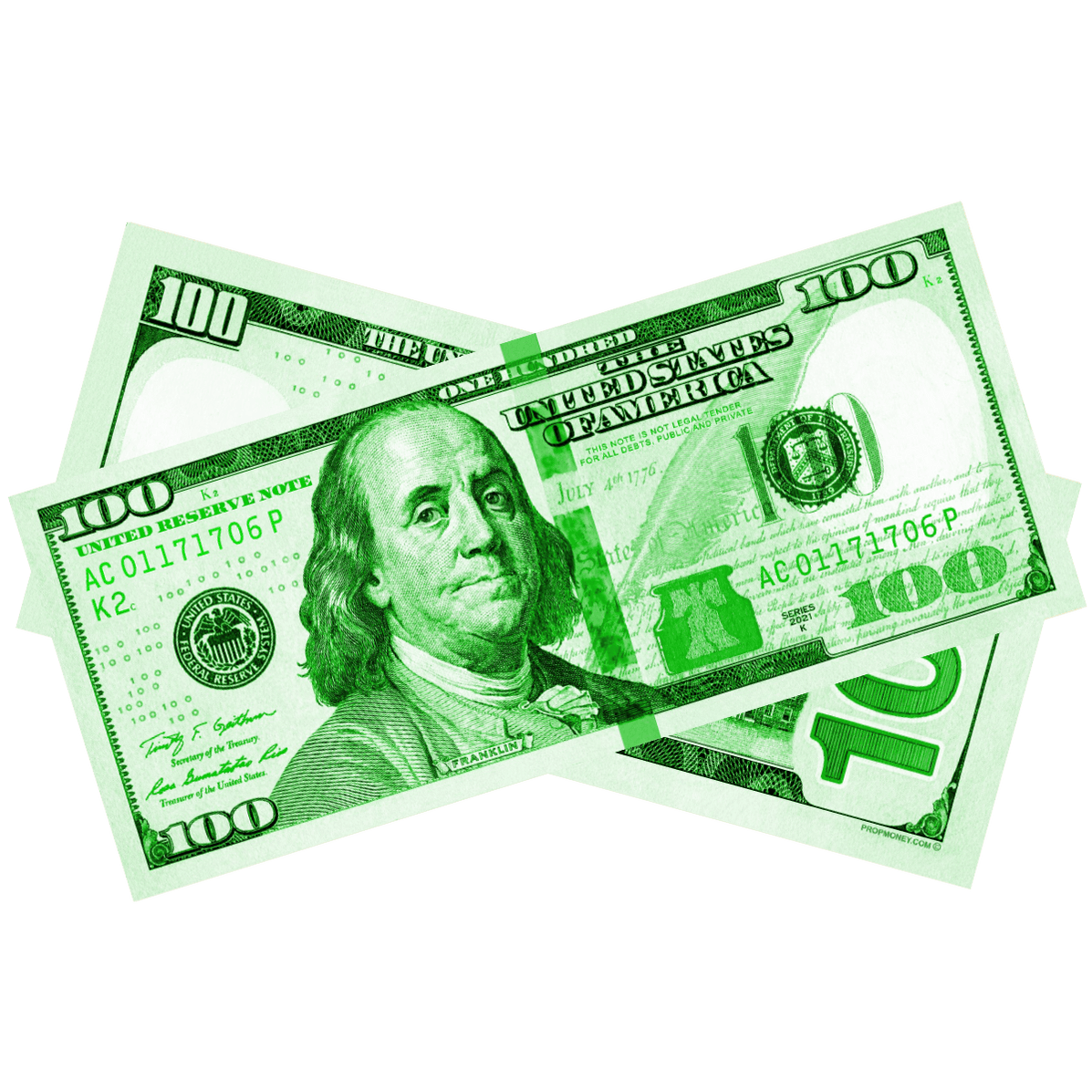Green Prop Money Bills | Full Print Colored Novelty Money