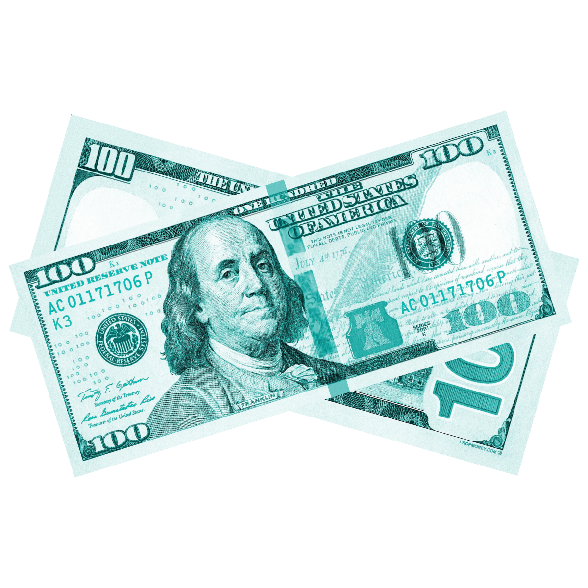 Turquoise Blue Prop Money Bills | Full Print Novelty Money